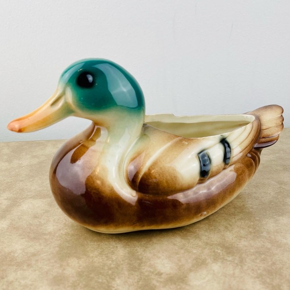Accents | Vintage Mallard Duck Planter Ceramic Painted Green Head Bird ...